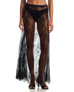 THISTLE AND SPIRE Ikona Sheer Lace Maxi Skirt - Black
