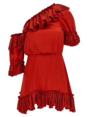 Saint Laurent Silk Satin One-shoulder Mini Dress