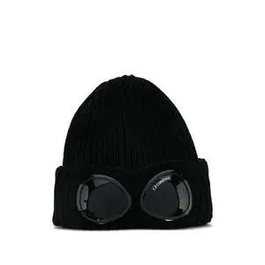 C.P. COMPANY Ribbed Knit Goggle Beanie - Black