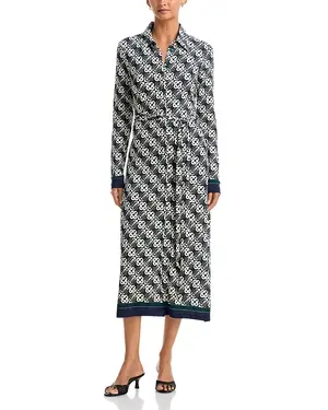 Casablanca Print Tie Waist Jersey Dress