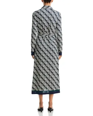 Casablanca Print Tie Waist Jersey Dress