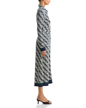 Casablanca Print Tie Waist Jersey Dress