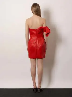 Givenchy Leather Bustier Dress With Bow Detail