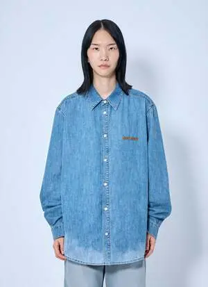 Miu Miu Chambray Denim Logo Shirt