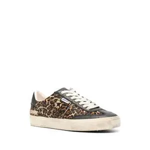 GOLDEN GOOSE Leopard Print Paneled Leather Sneakers