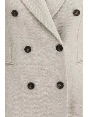 Brunello Cucinelli Button Herringbone Blazer