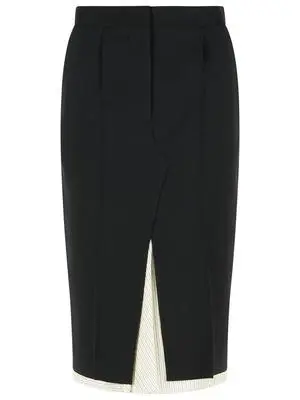 Marni Virgin Wool Midi Skirt With Exposed Lining - Black