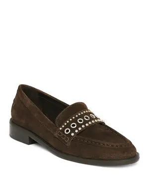 Cinq À Sept Gretta Suede Mixed Hardware Loafers - Chocolate