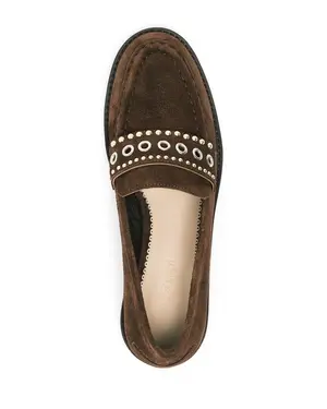 Cinq À Sept Gretta Suede Mixed Hardware Loafers - Chocolate