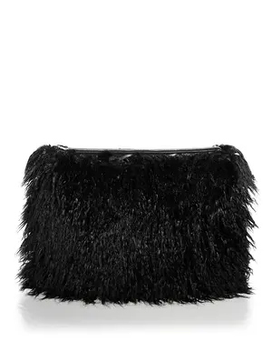 L'Agence Adelina Faux Fur Clutch - Black