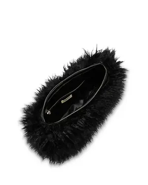 L'Agence Adelina Faux Fur Clutch - Black