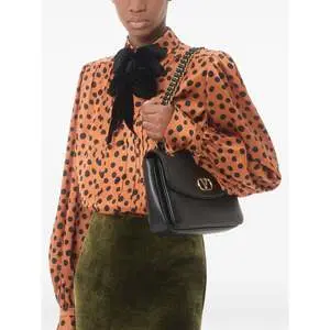 Valentino Garavani Crepe Satin Polka Dot Silk Pleated Shirt