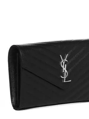 Saint Laurent Logo Quilted Leather Wallet On Chain Bag
