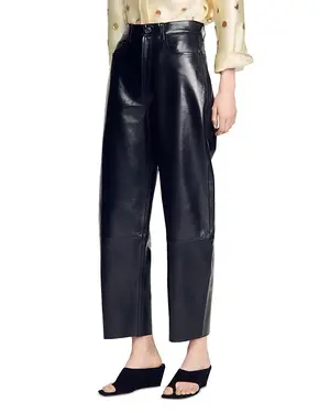 Sandro Neo Leather Barrel Leg Pants