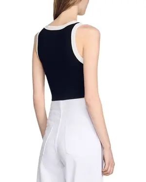 Sandro Two Tone Cropped Knit Top