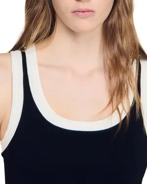 Sandro Two Tone Cropped Knit Top