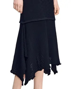 Sandro Valmaretta Asymmetric Knit Midi Dress