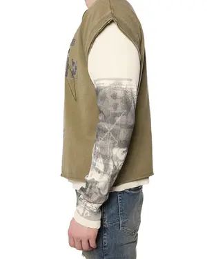 PURPLE BRAND Two Layer Distressed Graphic Cotton T-shirt