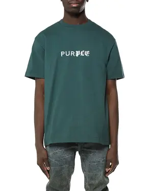 PURPLE BRAND Old English Cotton Logo T-shirt - Green