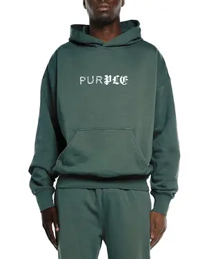 PURPLE BRAND Old English Logo Graphic Cotton Hoodie - Green