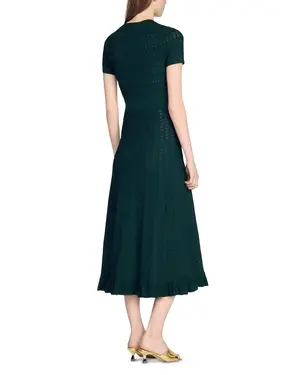 Sandro Orianne Pointelle Knit Midi Dress