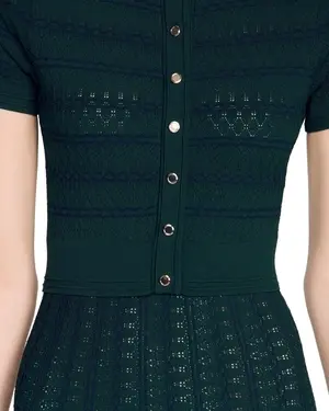Sandro Orianne Pointelle Knit Midi Dress