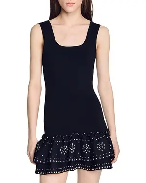 Sandro Dalya Studded Knit Mini Dress