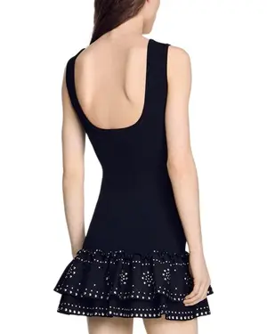 Sandro Dalya Studded Knit Mini Dress