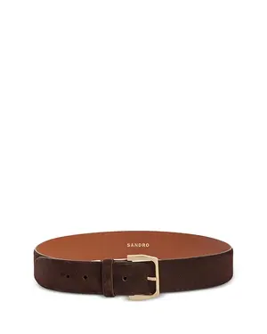 Sandro Wide Suede Belt - Brown