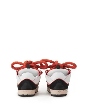 LANVIN Leather Curb Snake Sneakers - Black/orange