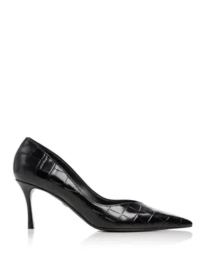 FERRAGAMO Desi Croc-embossed Pointed Pumps