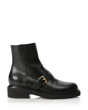 Valentino Garavani Vlogo Leather Buckled Booties