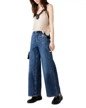 Maje Prairo High Rise Wide Leg Jeans