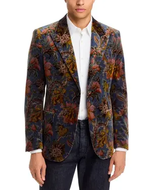 Etro Regular Fit Velvet Floral Print Jacket