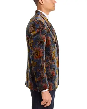 Etro Regular Fit Velvet Floral Print Jacket