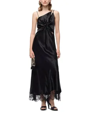 Pinko Ferrari Crepe Satin Maxi Dress - Black