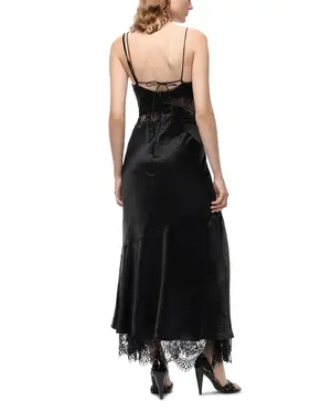 Pinko Ferrari Crepe Satin Maxi Dress - Black