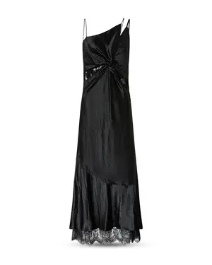 Pinko Ferrari Crepe Satin Maxi Dress - Black