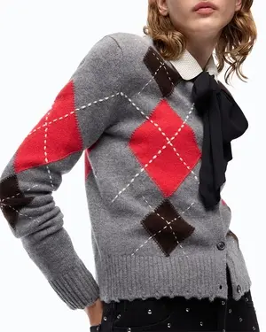 Pinko Cardiff Wool Argyle Cardigan