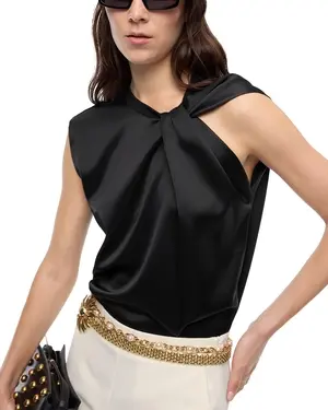 Pinko Smart Satin Asymmetric Blouse - Black