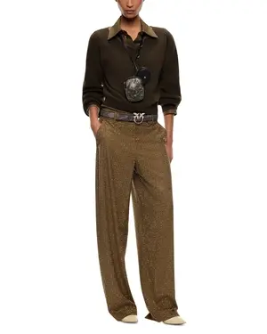 Pinko Solopaca Embellished Wide Leg Trousers