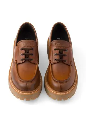 Prada Leather Lace-up Loafers
