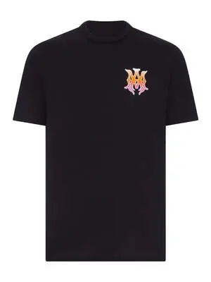 Amiri Cotton T-shirt With Front Logo - Black