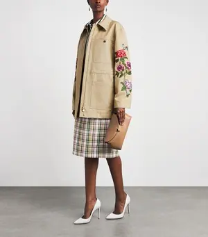 Carolina Herrera Embroidered Trench Coat