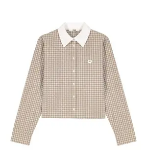 Maje Cotton Check Shirt With Tie
