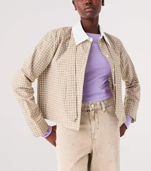 Maje Cotton Check Shirt With Tie