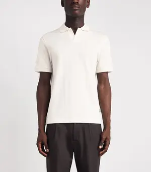 BOSS Cotton Jacquard Open-neck Polo Shirt