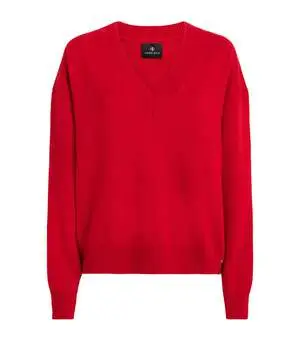 ANINE BING Cashmere V-neck Lee Sweater - Red