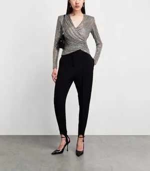 SELF-PORTRAIT Rhinestone-embellished Wrap Top