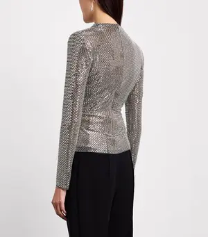 SELF-PORTRAIT Rhinestone-embellished Wrap Top